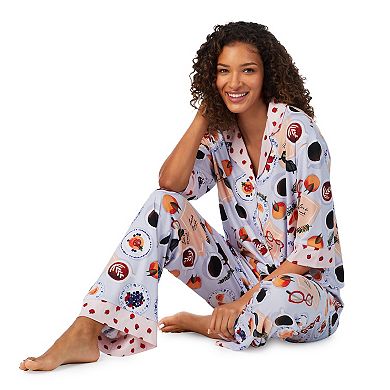 Women's Beauty Sleep Social Billie 3/4-Sleeve Notch Collar Top & Pajama ...
