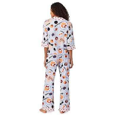 Women's Beauty Sleep Social Billie 3/4-Sleeve Notch Collar Top & Pajama ...