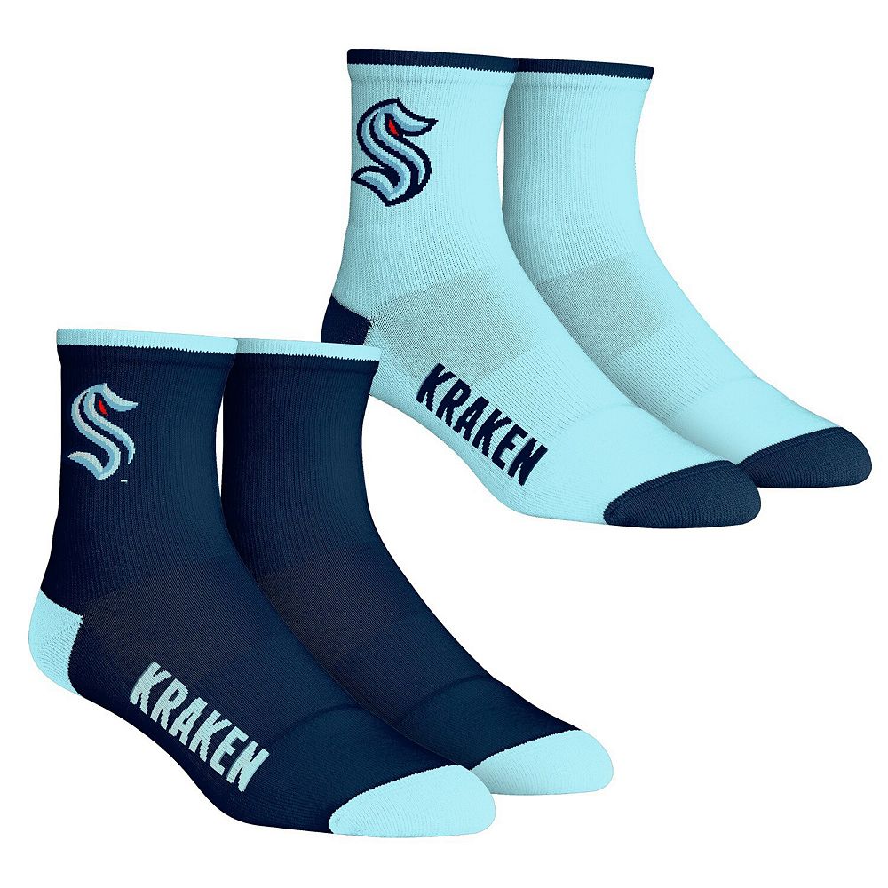 Men's Rock Em Socks Seattle Kraken Core Team 2-Pack Quarter Length Sock Set