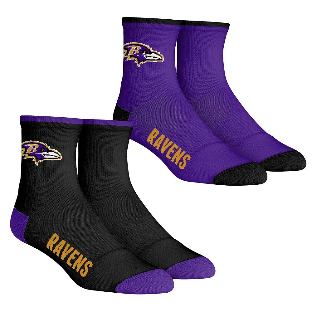 Youth Rock Em Socks Baltimore Ravens Core Team 2-Pack Quarter Length ...