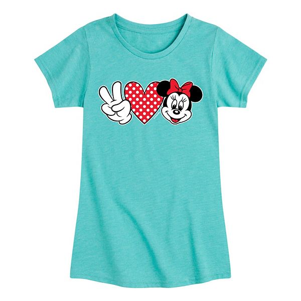 Disney's Minnie Mouse Peace Love Minnie Mouse Girls 7-16 Graphic Tee