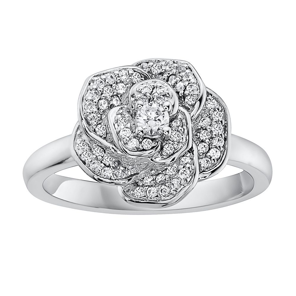 Irena Park Sterling Silver 1/3 Carat T.W. Diamond Rose Ring