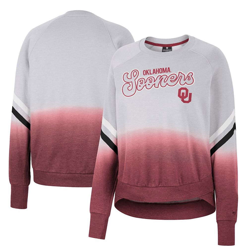 Women's Colosseum Gray Oklahoma Sooners Cue Cards Dip-Dye Raglan ...