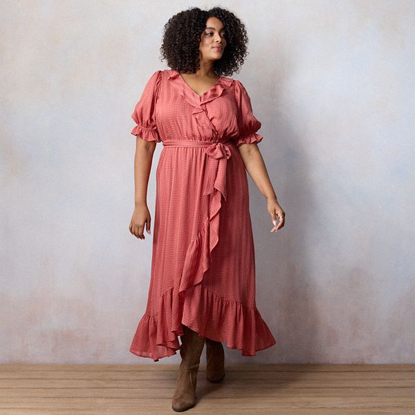 Plus Size LC Lauren Conrad Ruffled Wrap Maxi Dress