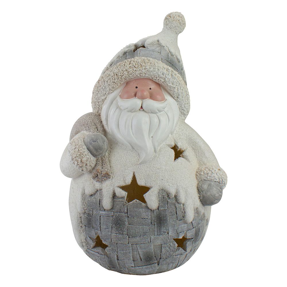 21" LED Lighted White and Gray Santa Christmas Tabletop Decoration
