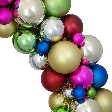Multi-Color 2-Finish Shatterproof Ball Christmas Wreath 36-Inch
