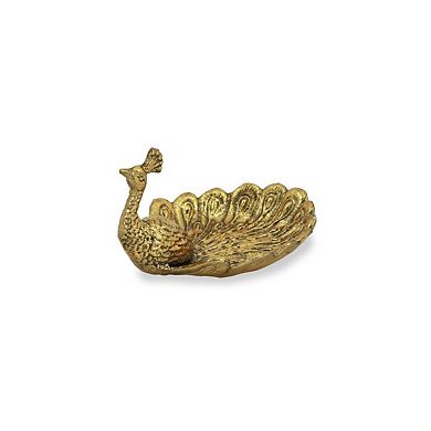 7.25" Gold Tone Handcrafted Peacock Table Decoration