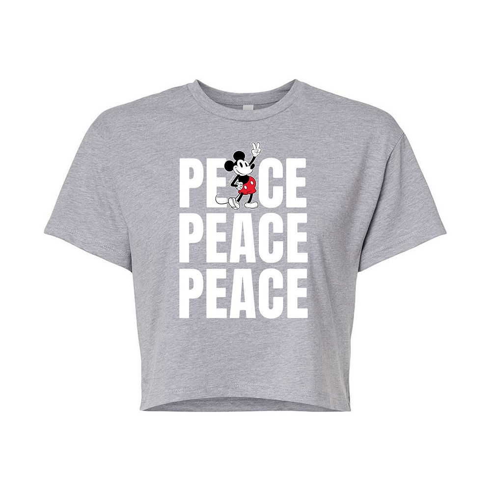 Disney's Mickey Mouse & Friends Juniors' Mickey Peace Cropped Graphic Tee