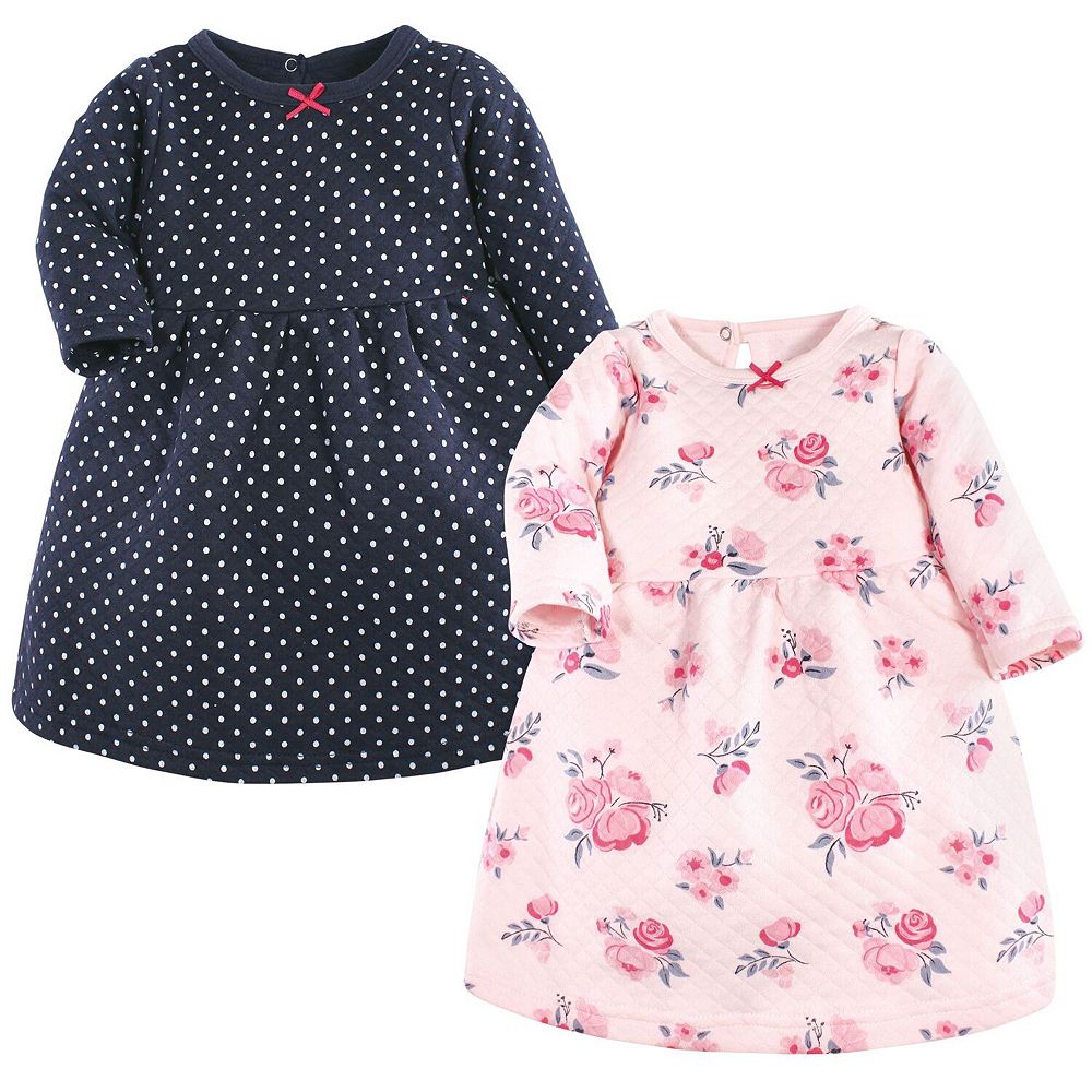 Hudson Baby Toddler Girls Cotton Dresses, Pink and Navy Floral, 5 Toddler