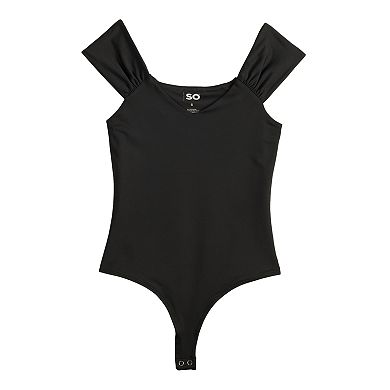 Juniors' SO® Cap Sleeve Contour Bodysuit
