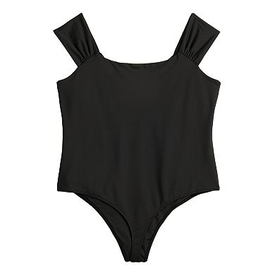 Juniors' Plus Size SO® Cap Sleeve Contour Bodysuit