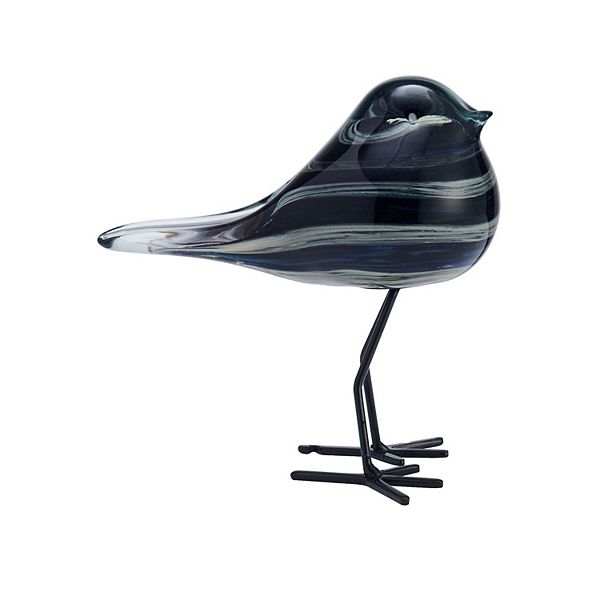 Mikasa 7-in. Blue Stripe Glass Bird Decor