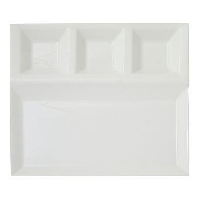 4 Pack Ceramic Divided Plates, Food Separator Serving Trays, 10x8.6 In