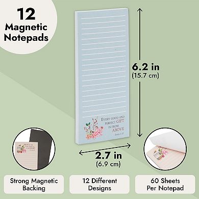 Juvale 12 Pack Christian Notepads, Religious Stationery, Magnetic Notepad