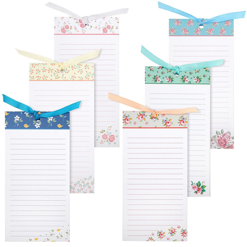 6-Pack Floral Magnetic Shopping List, Scratch Pads (4x8 In, 60 Sheets Each)