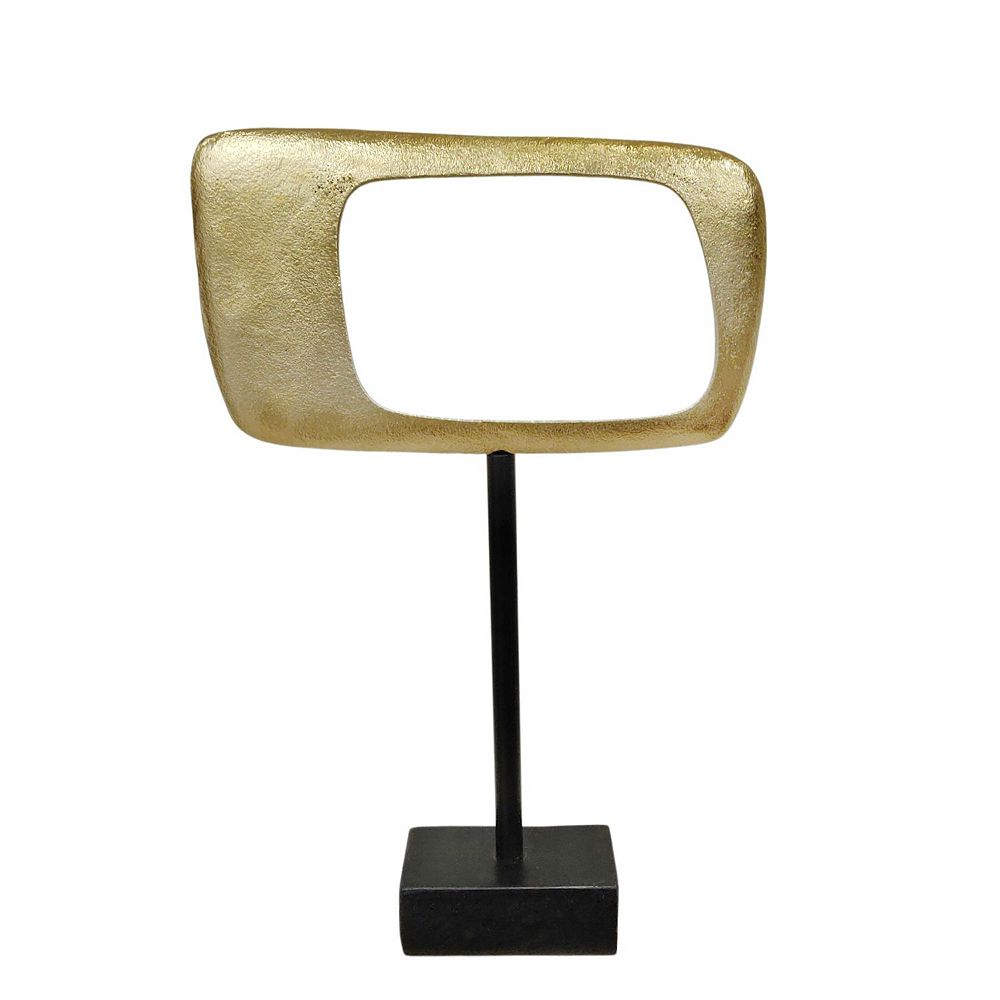 21.75" Gold and Brown Rhombus on Stand Sculpture