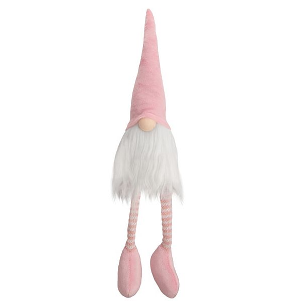 16" Pink and White Sitting Spring Gnome Figure