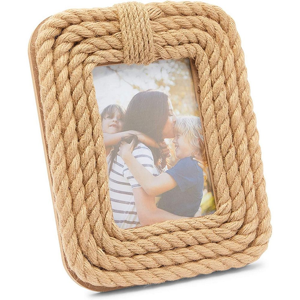 Jute Rope Picture Frame for 5x7 Inch Photos, Nautical Home Décor