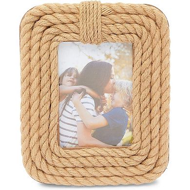 Jute Rope Picture Frame for 5x7 Inch Photos, Nautical Home Décor