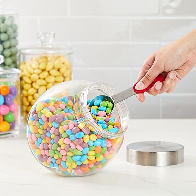 Kitchen Counter Glass Jar Candy Dish with Scoop, Stainless Steel Lid ...