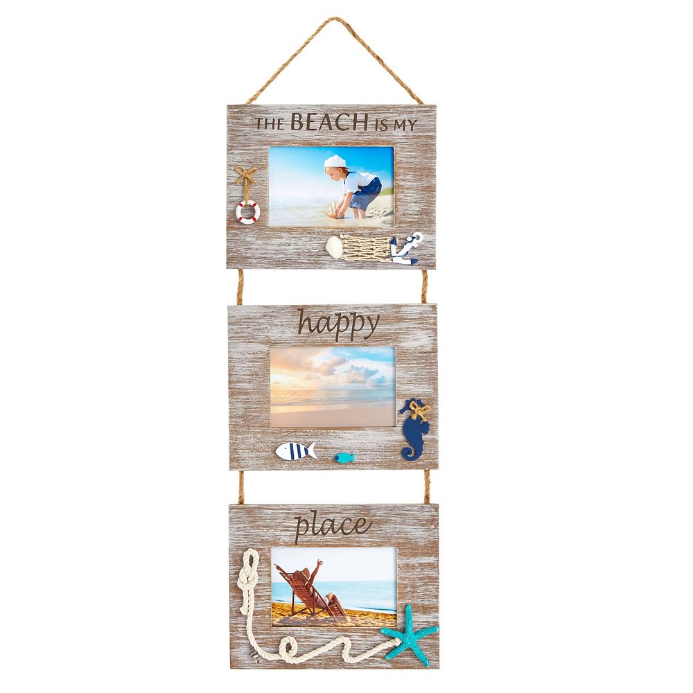 Juvale Beach Picture Frame Hanging Decoration for 3 4x6 Photos (9.25 x ...