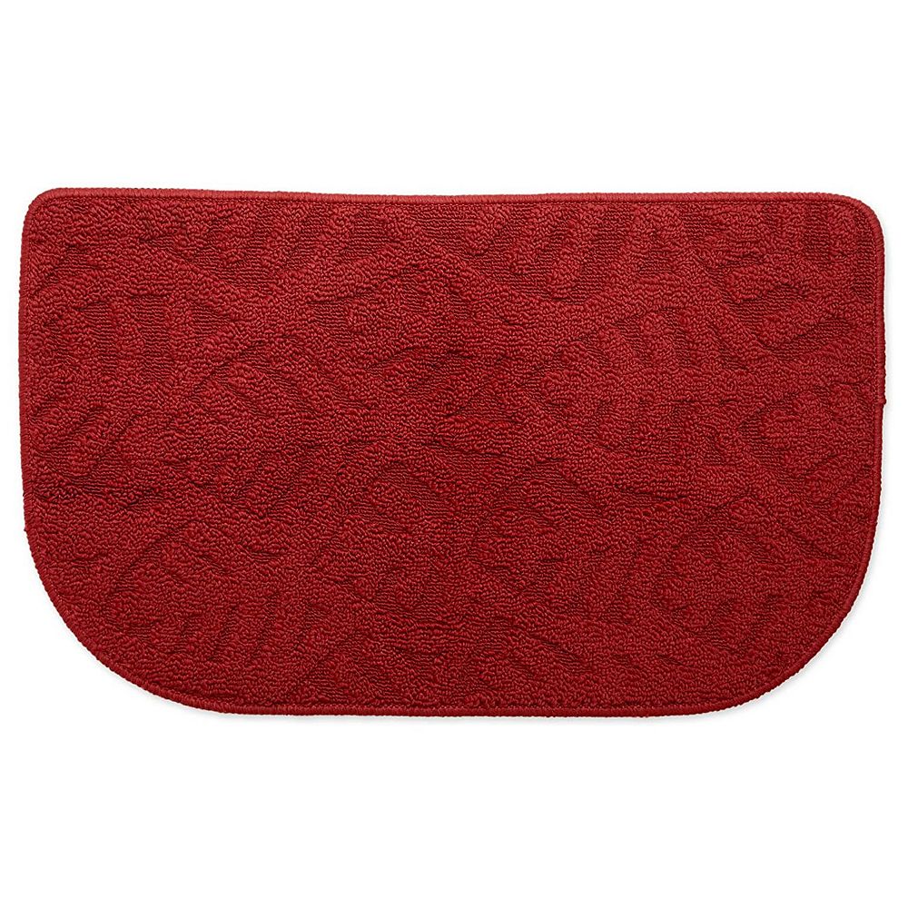 Anti Slip Kitchen Floor Mat, Half Round Rug (Red, 30 x 18 In)