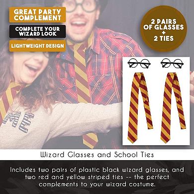 Wizard Glasses and Tie Costume Accessory Set for Halloween and Cosplay ...