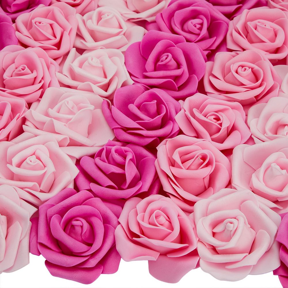 100 Pack Artificial Pink Roses For Wedding Wall Decoration, 3-inch ...