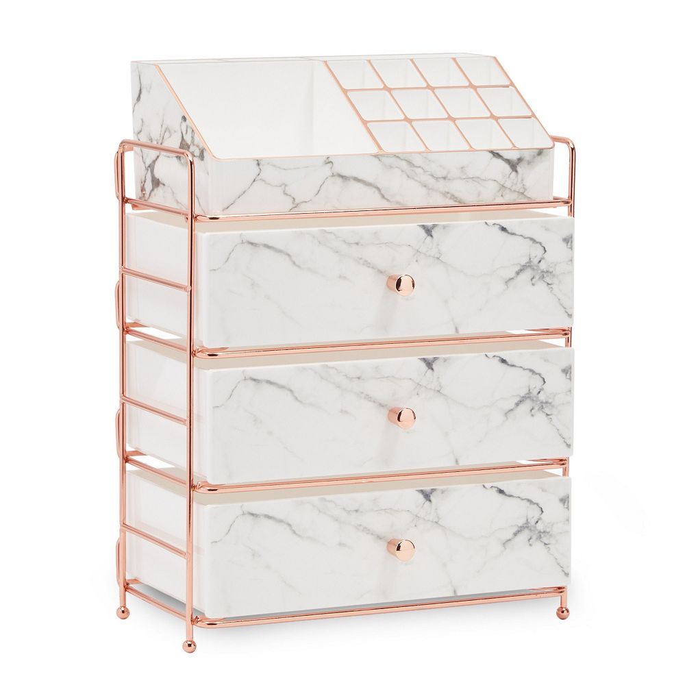 Marble Cosmetic Makeup Organizer Storage Drawers for Vanity Perfume ...