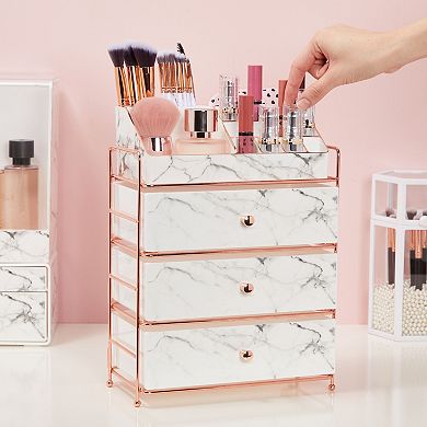 Marble Cosmetic Makeup Organizer Storage Drawers for Vanity Perfume ...