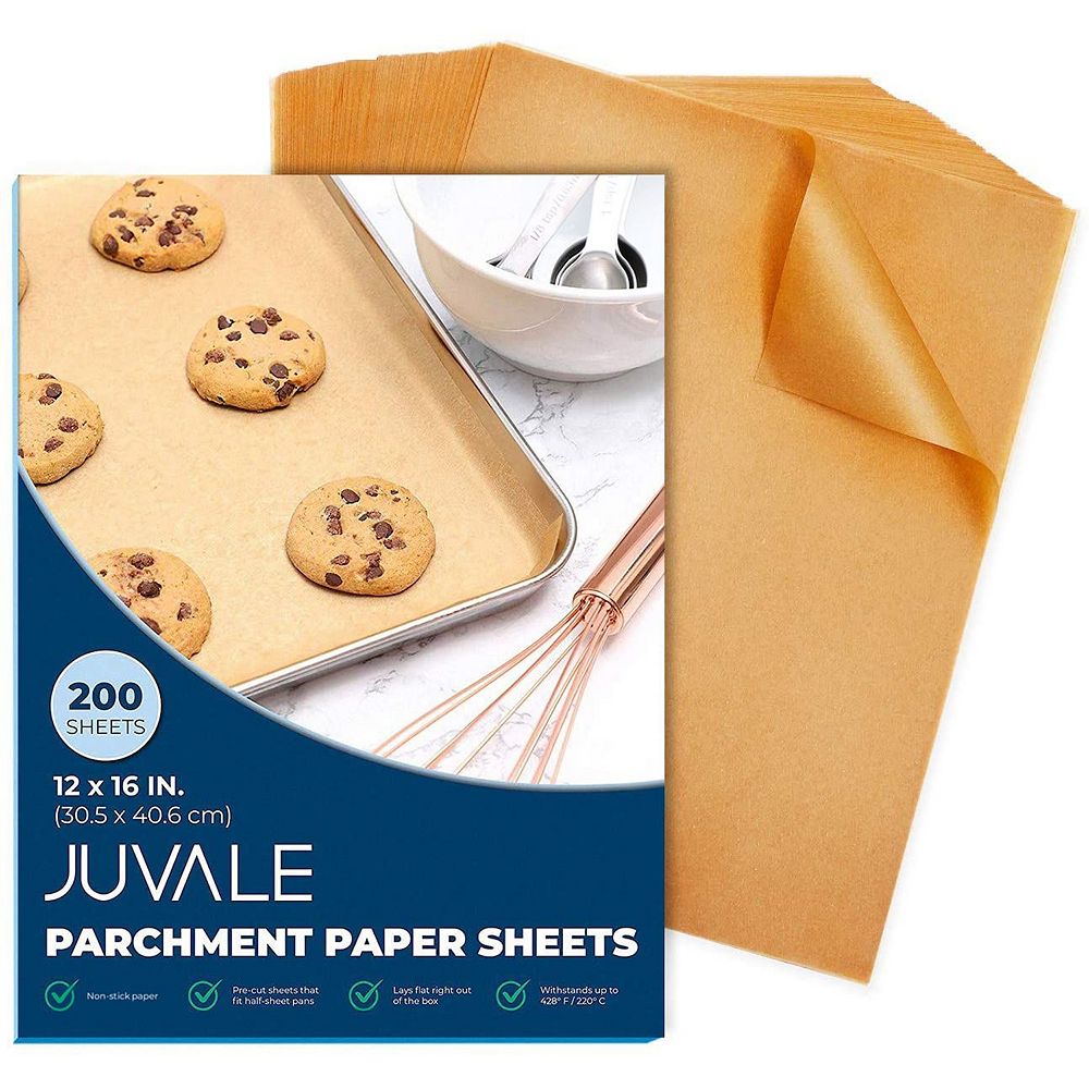 200 Pack Precut Parchment Paper for Baking, 12 x 16 Unbleached Brown ...