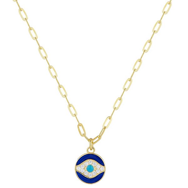 Sunkissed Sterling Sterling Silver Cubic Zirconia Enamel Eye Pendant ...
