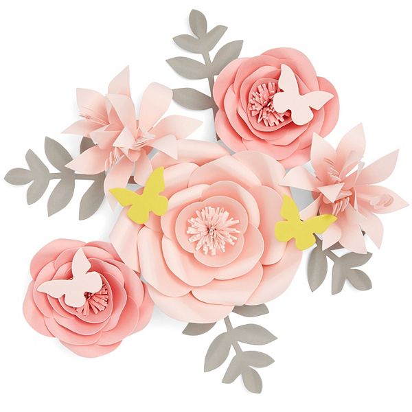 3D Paper Flowers, Pink Wall Decor (12 Pieces)