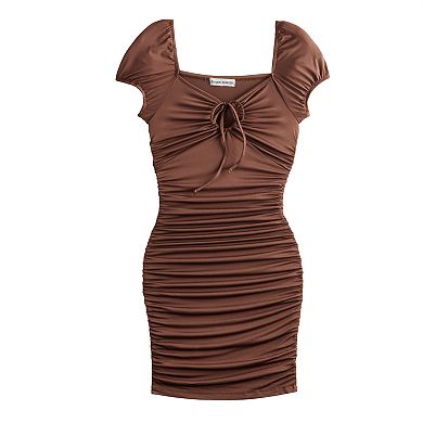 Juniors' Almost Famous Ruched Mini Bodycon Dress