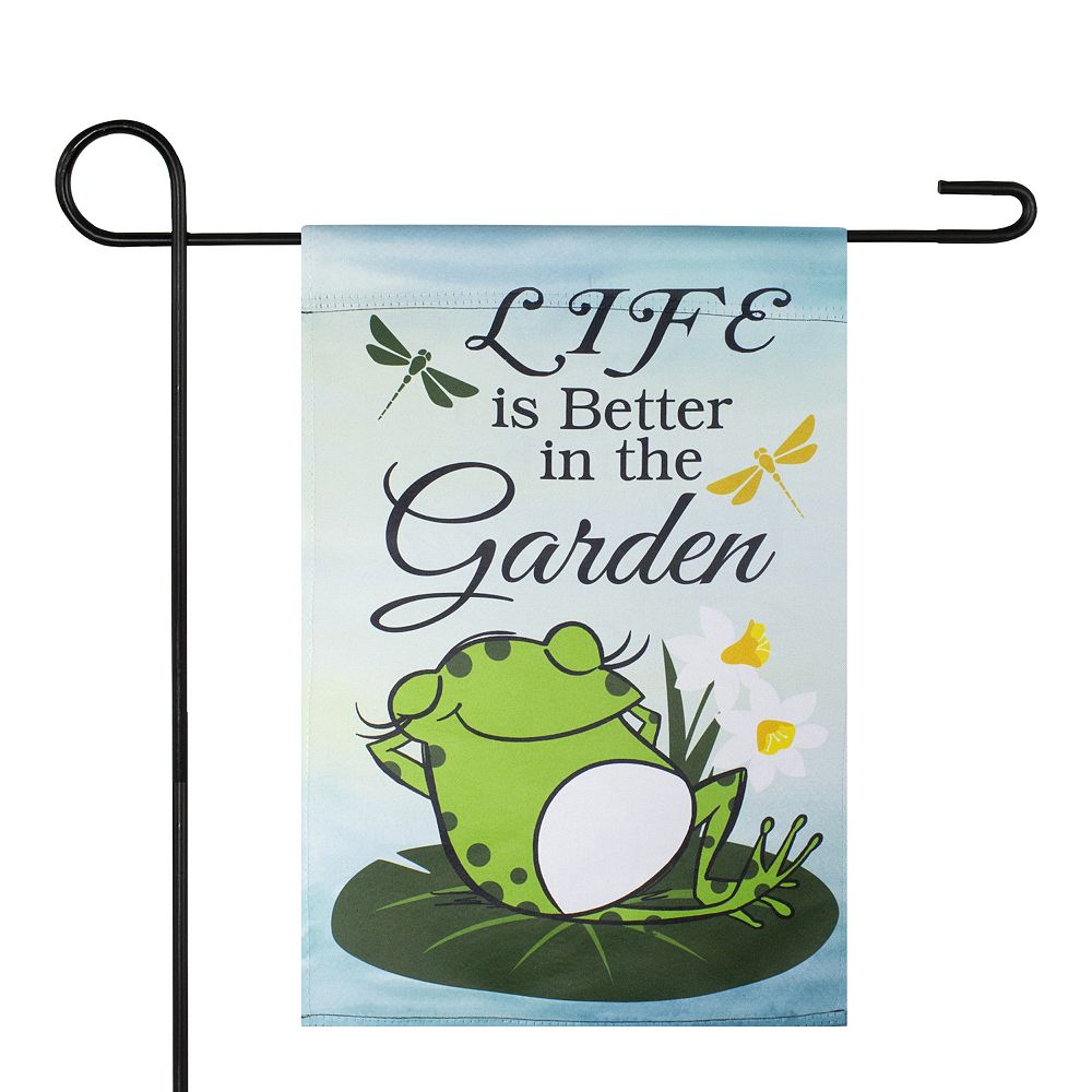 Life is Better in the Garden Green Frog Outdoor Garden Flag 12.5" x 18"
