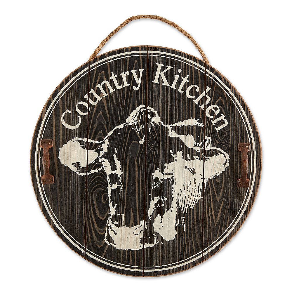 15" Brown and Black Cow Country Kitchen Round Farmhouse Sign