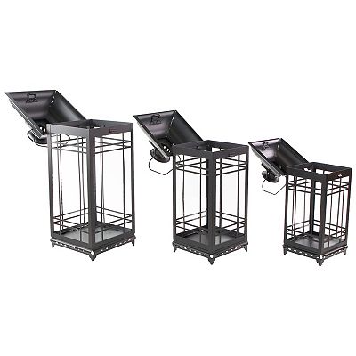 Black Mission Style Candle Lanterns Solar Hanging & Table Lights