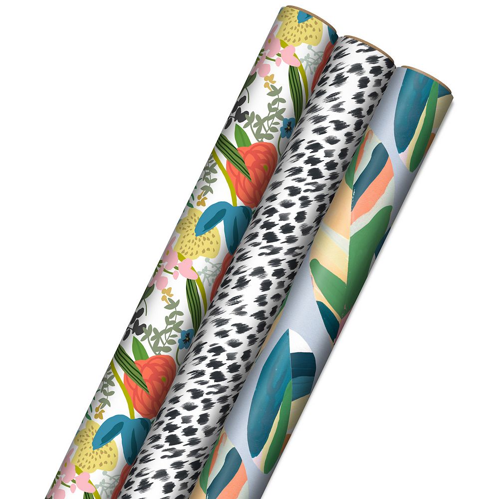 Hallmark Recycled Wrapping Paper with Cutlines on Reverse 3-Rolls