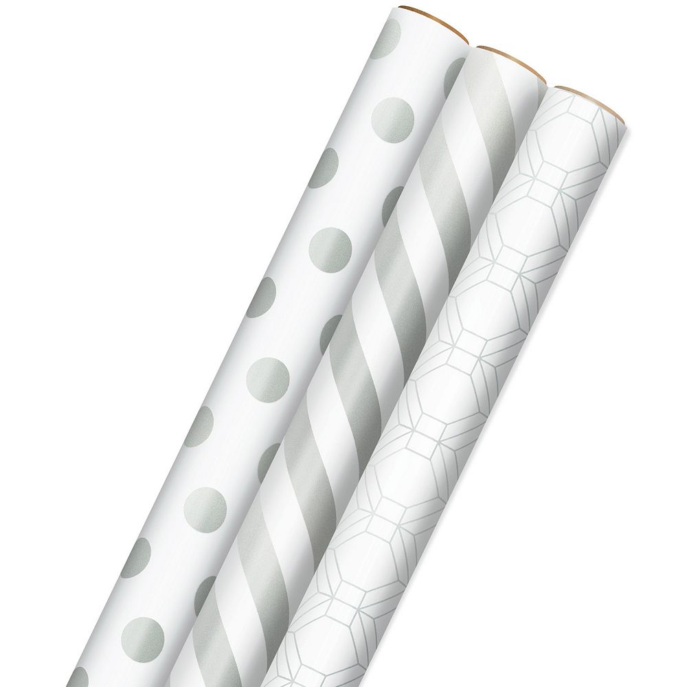 Hallmark Silver Wrapping Paper with Cut Lines on Reverse 3-pk.