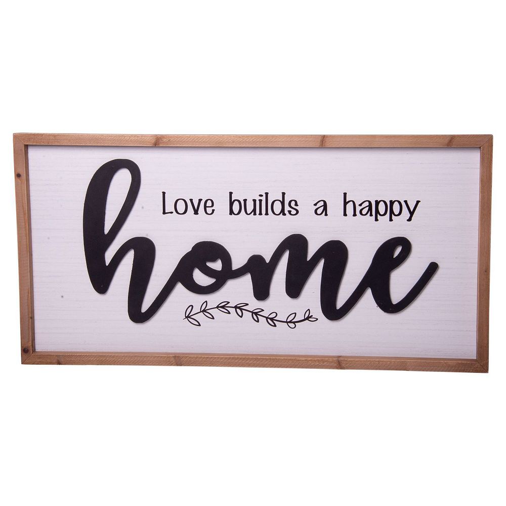 23.75" White and Black "Love Builds a Happy Home" Rectangular Framed ...