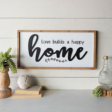23.75" White and Black "Love Builds a Happy Home" Rectangular Framed ...