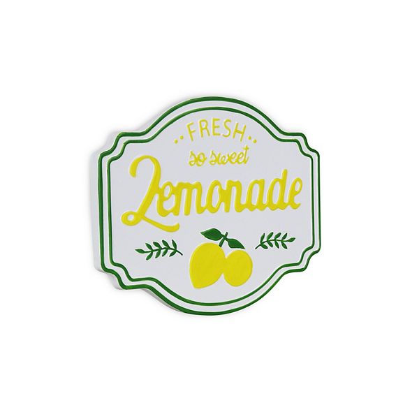 15.75" Yellow Green and White Decorative Maison Fresh Lemonade Metal ...