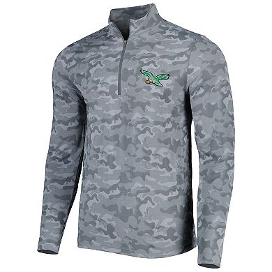Men's Antigua Gray Philadelphia Eagles Brigade Throwback Quarter-Zip Top