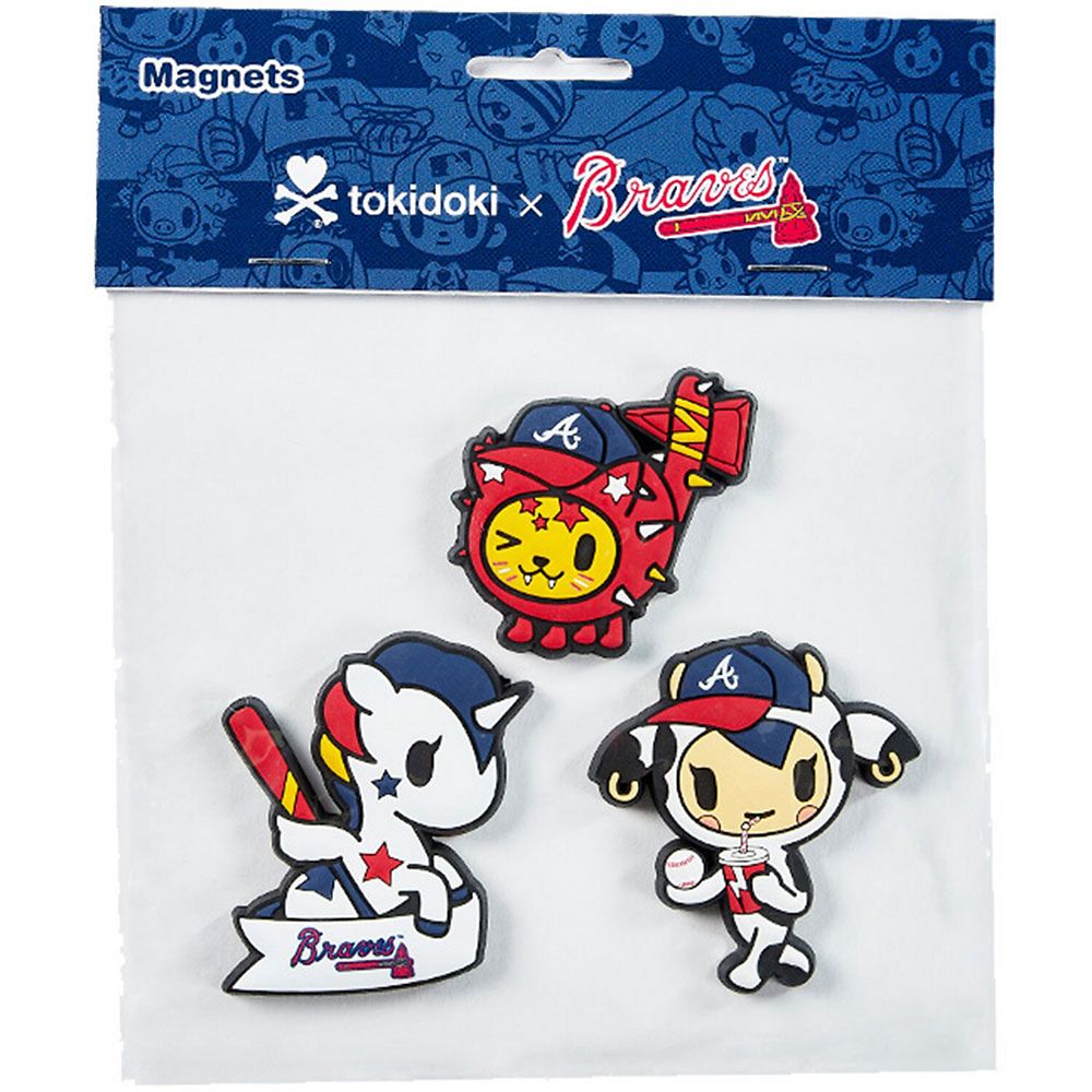 tokidoki Atlanta Braves 3D 3-Pack PVC Magnet Set
