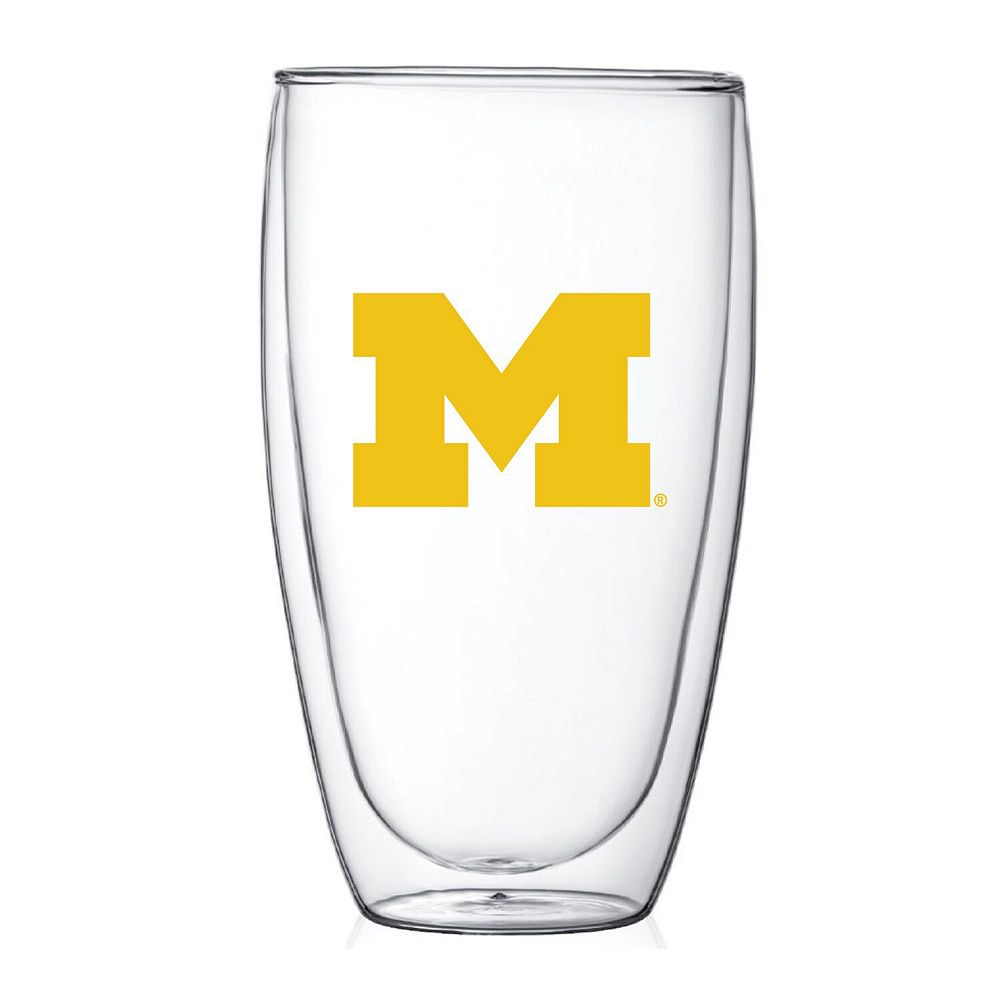 Michigan Wolverines 15oz. Double Wall Thermo Glass