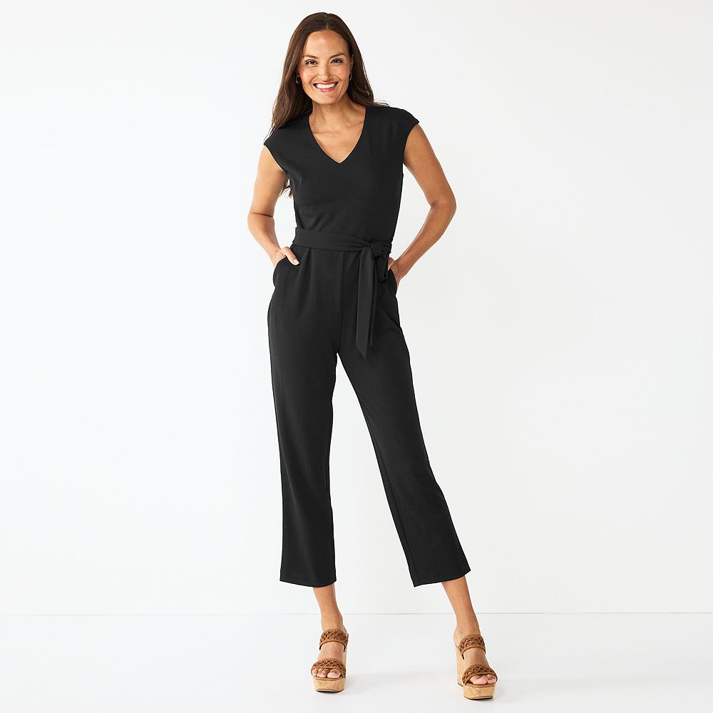 Women's Nine West Brandi V-Neck Extended Shoulder Jumpsuit