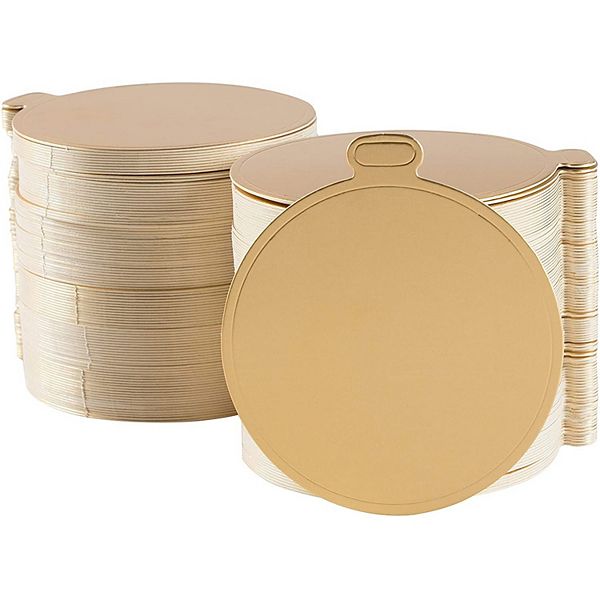 Mini Cake Boards, Gold Dessert Plates (3.5 in., 200 Pack)