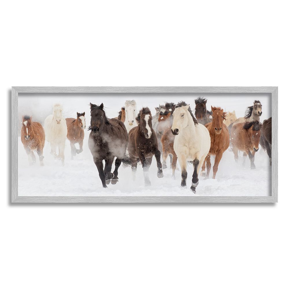 Stupell Home Decor Winter Horse Stampede Framed Wall Art