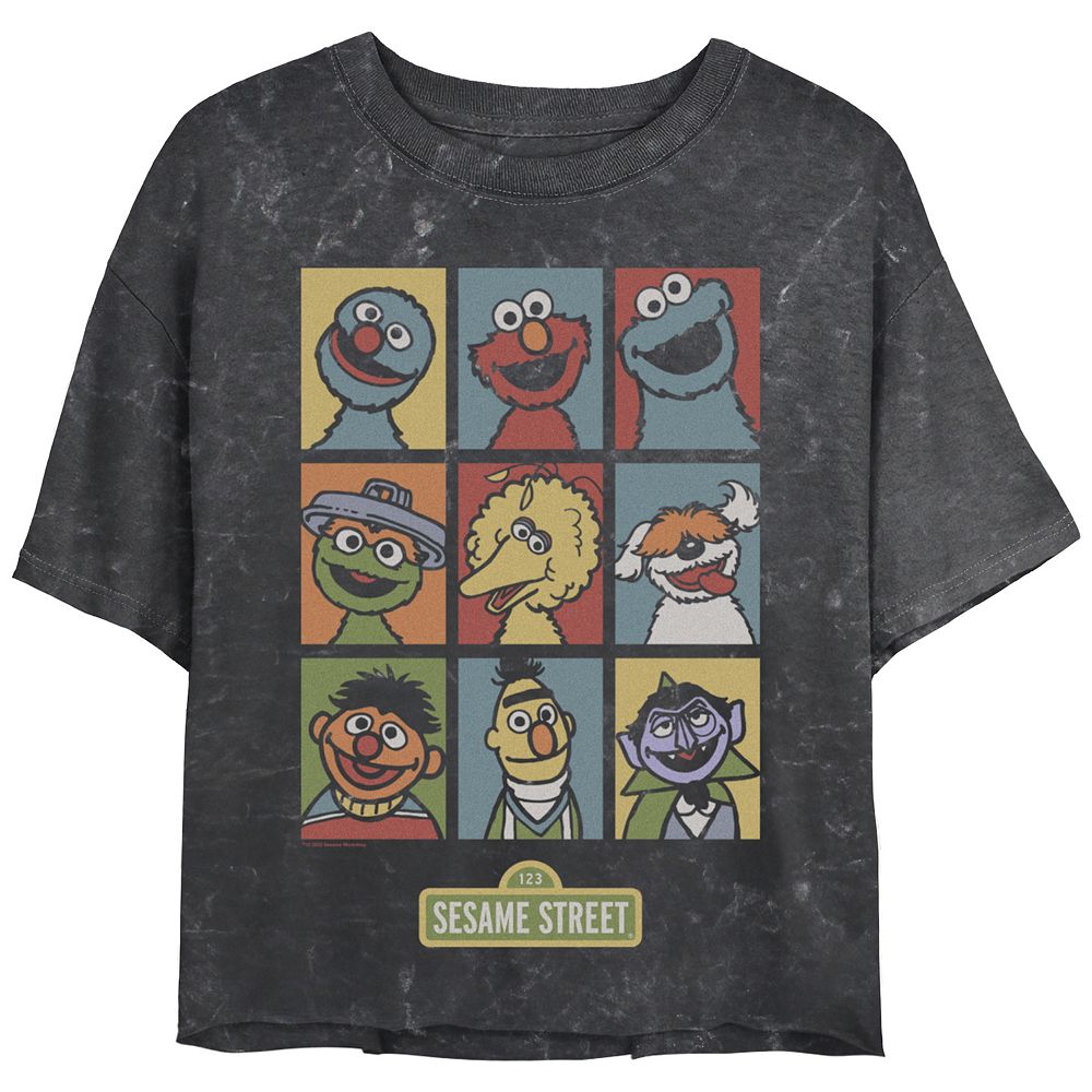 Juniors' Sesame Street Puppets Grid Poster Tee