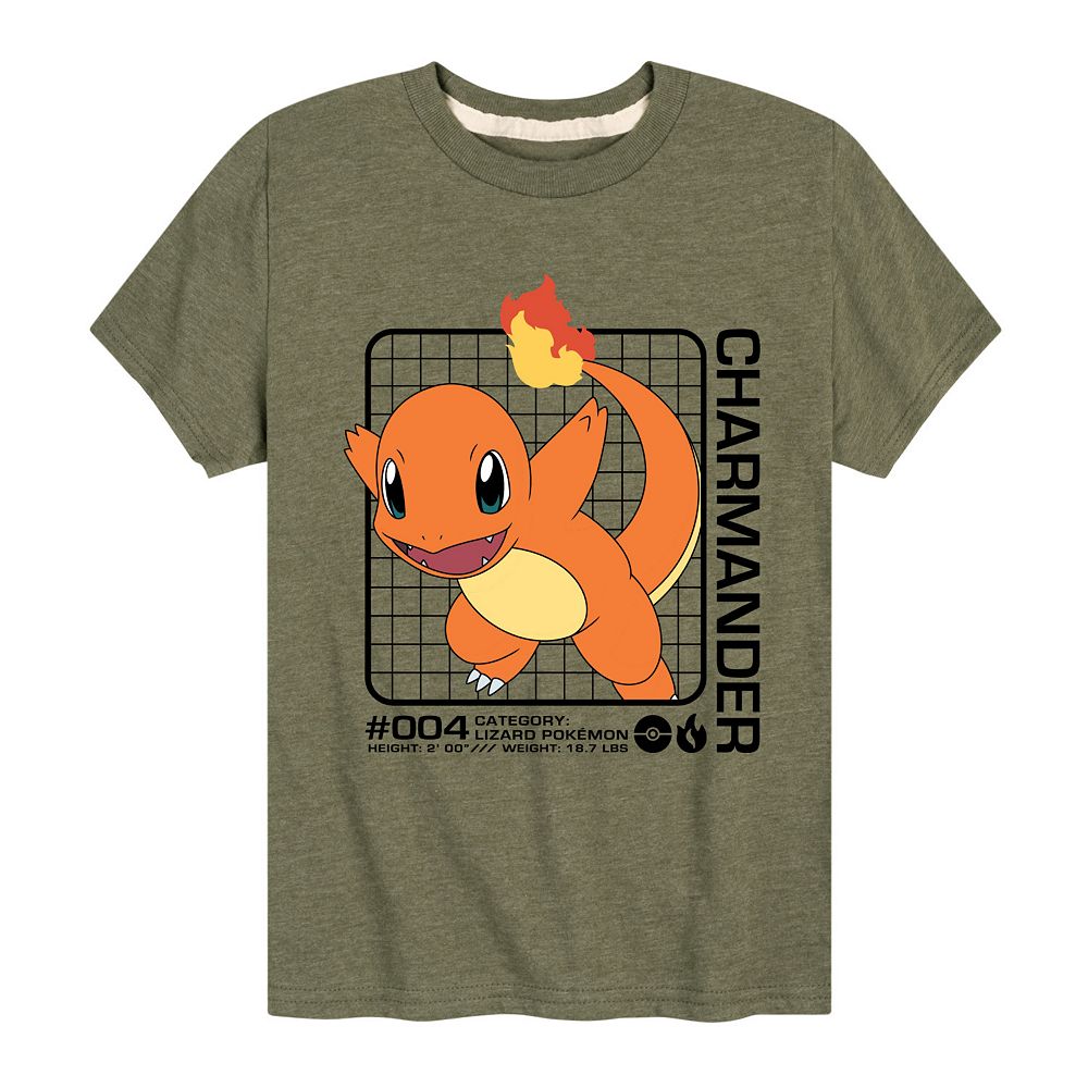 Boys 8-20 Pokemon Charmander Stats Graphic Tee